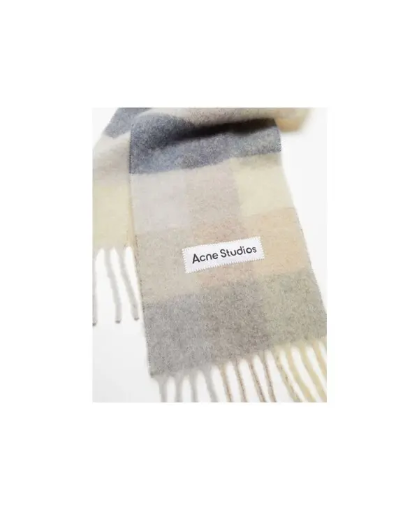 Acne Studios Logo Patch Checked Scarf