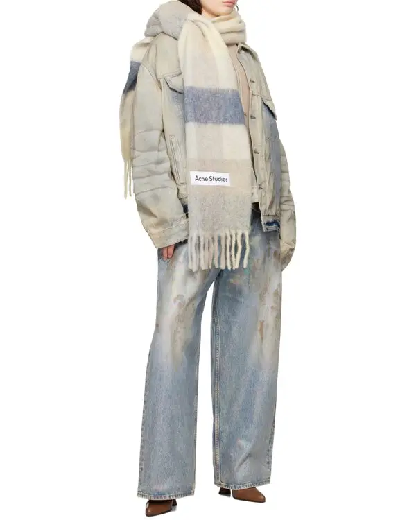Acne Studios Logo Patch Checked Scarf