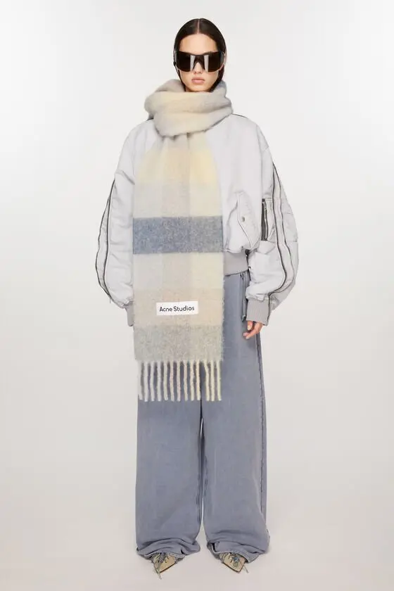 Acne Studios Logo Patch Checked Scarf