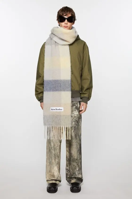 Acne Studios Logo Patch Checked Scarf