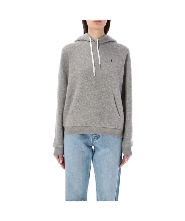 Polo Ralph Lauren Embroidered Logo Drawstring Hoodie - Gray