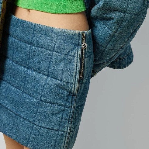 Gucci Denim Quilted Skirt