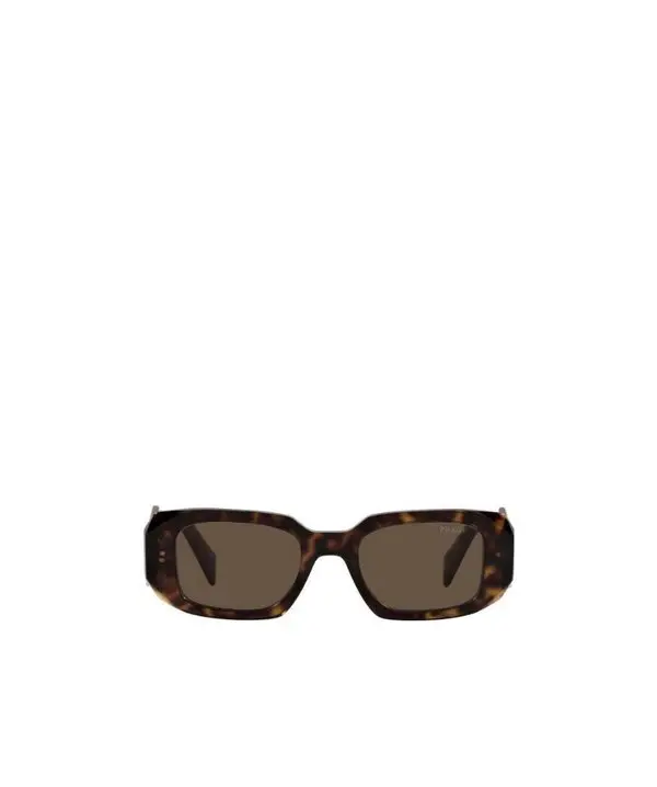 Prada Rectangular Frame Sunglasses With Logo - Brown