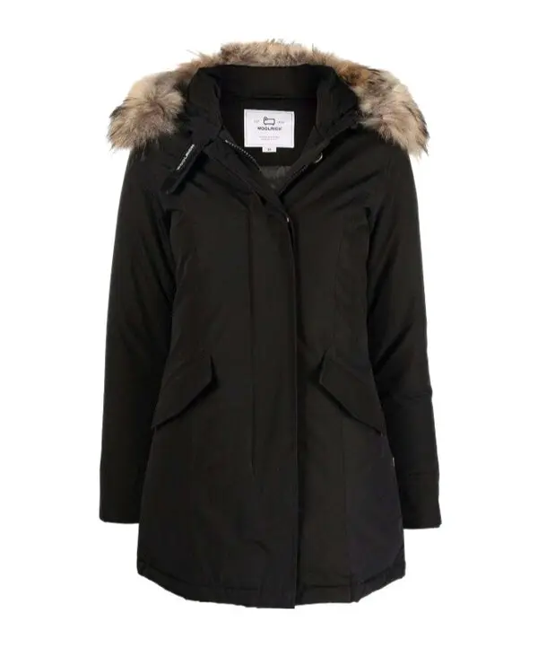 Woolrich Hooded Parka With Removable Fur Panel - Black