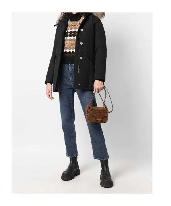 Woolrich Hooded Parka With Removable Fur Panel - Black