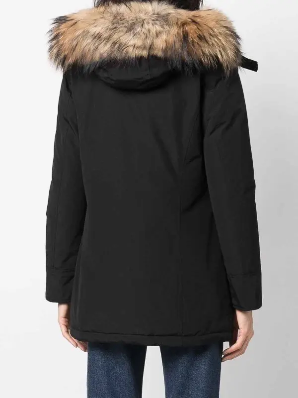 Woolrich Hooded Parka With Removable Fur Panel - Black