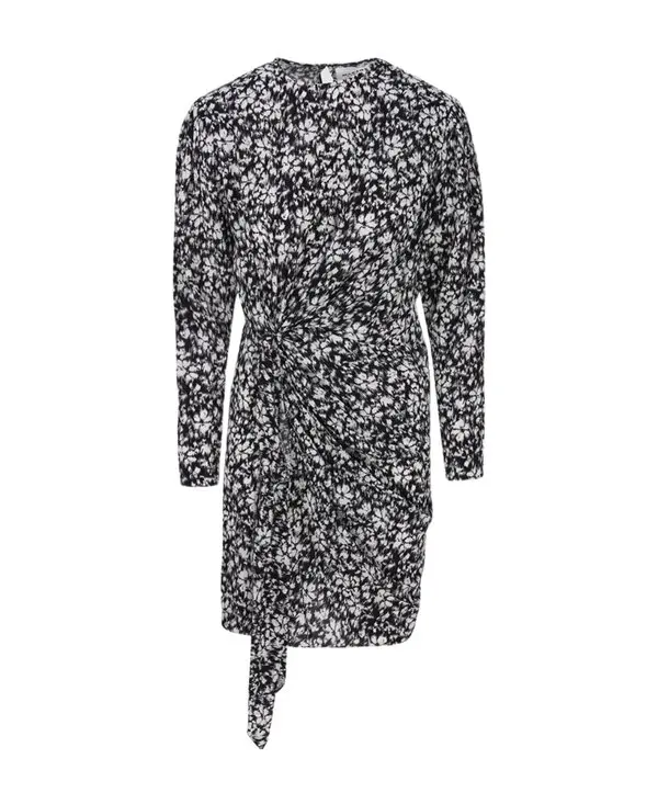 Isabel Marant Étoile Floral Print Mini Dress With Knot Detail - Black