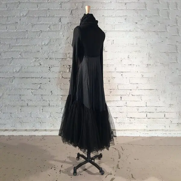 MARC LE BIHAN Long-sleeve High-collar Dress With Fluffy Hem