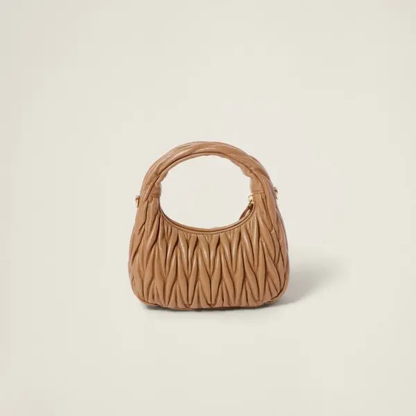 Miu Miu Wander Matelassé Nappa Leather Hobo Bag - Caramel