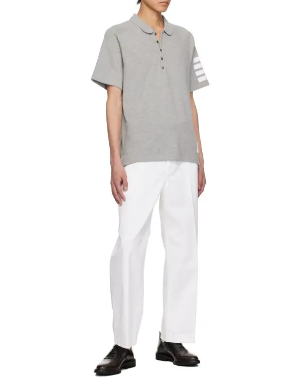 Thom Browne 4-bar Short Sleeve Polo Shirt - Light Gray