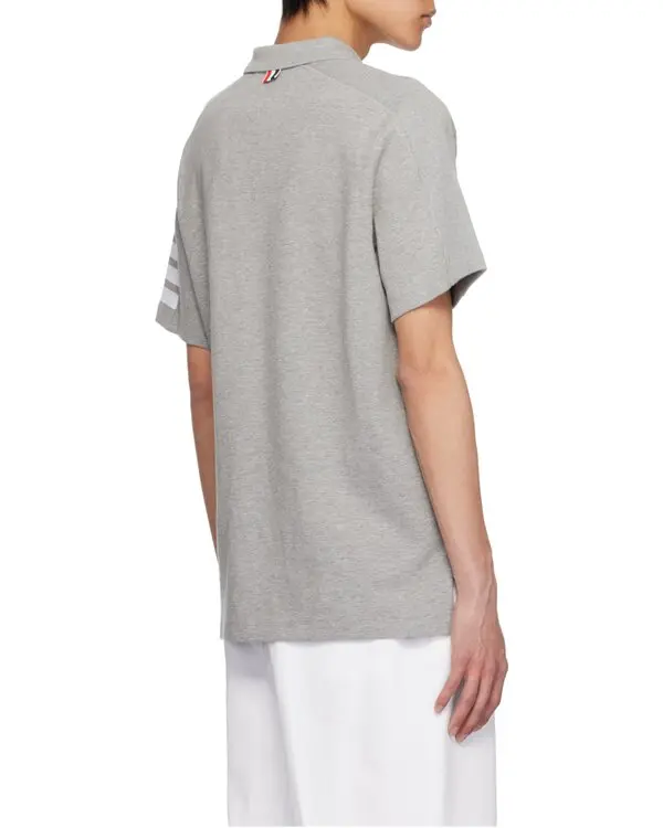 Thom Browne 4-bar Short Sleeve Polo Shirt - Light Gray