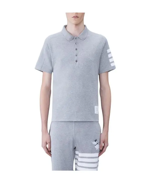 Thom Browne 4-bar Short Sleeve Polo Shirt - Light Gray