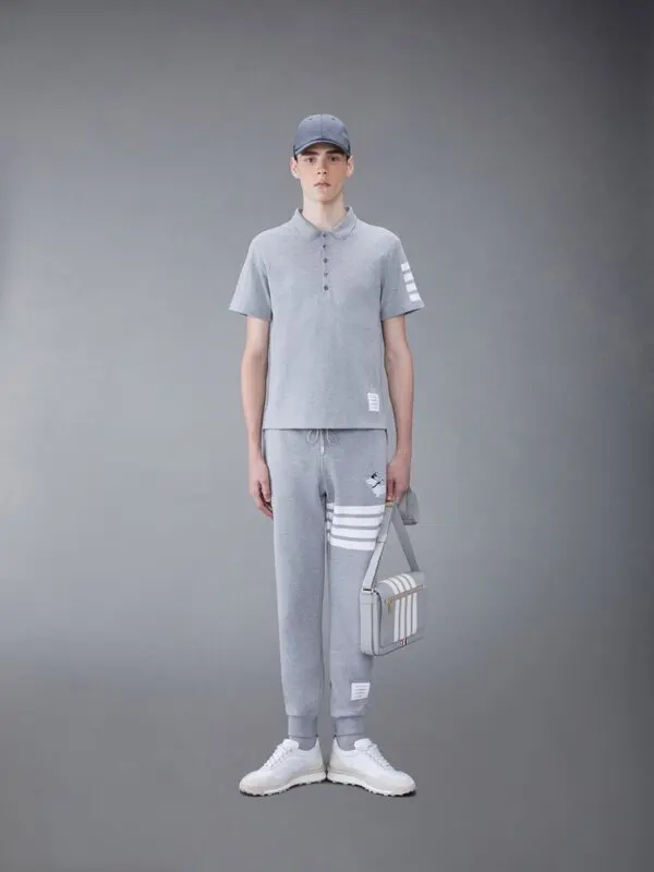 Thom Browne 4-bar Short Sleeve Polo Shirt - Light Gray