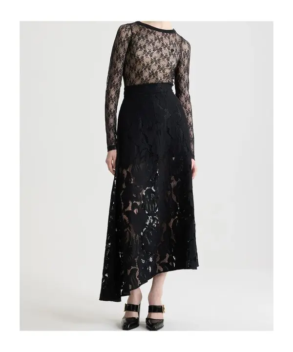 PATOU Asymmetric Midi Skirt - Black