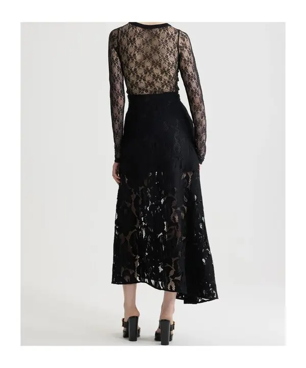 PATOU Asymmetric Midi Skirt - Black