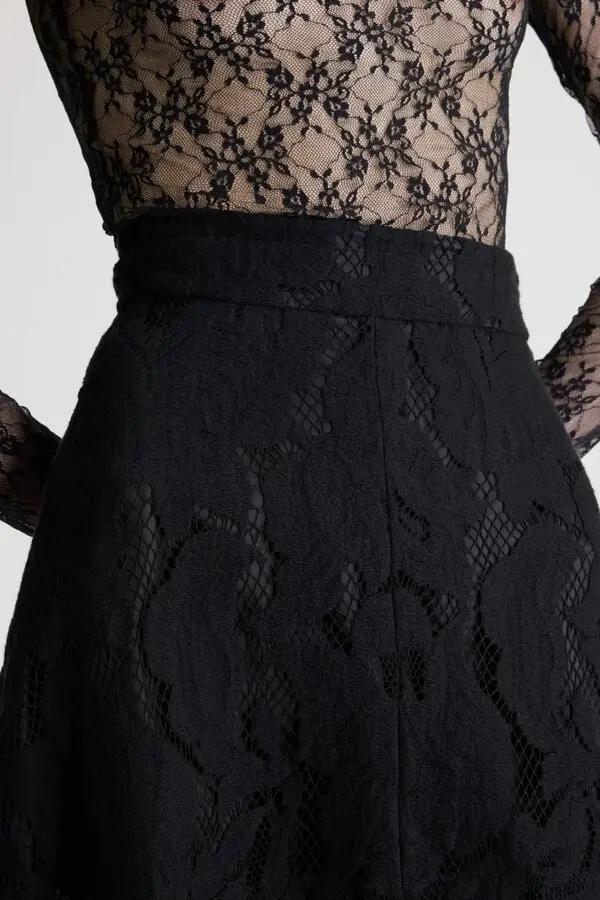 PATOU Asymmetric Midi Skirt - Black