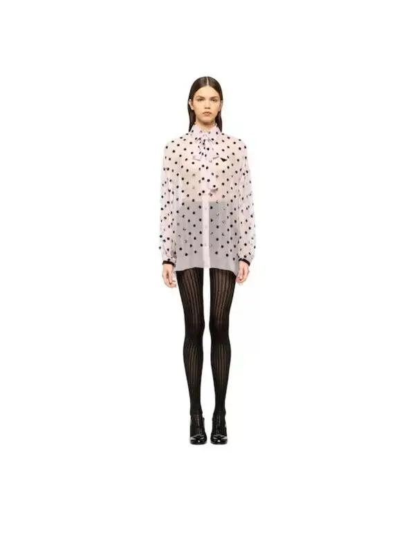 Prada Embellished Polka Dot Chiffon Shirt