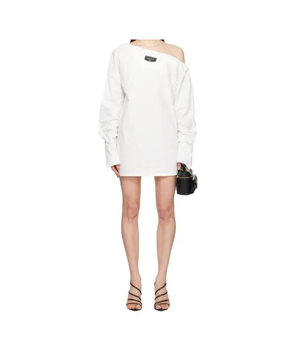 Balmain Off-the-shoulder Open-neck Dress