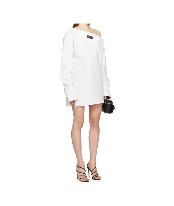 Balmain Off-the-shoulder Open-neck Dress
