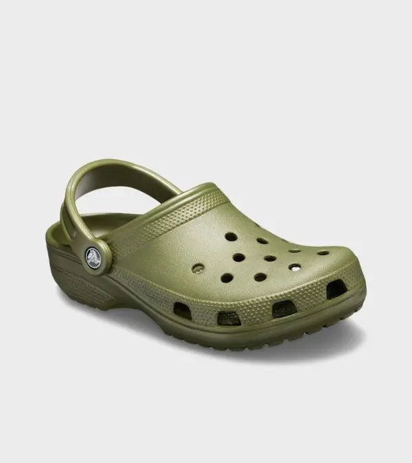 CROCS Round-toe Clogs With Ventilated Front And Heel Strap - Green