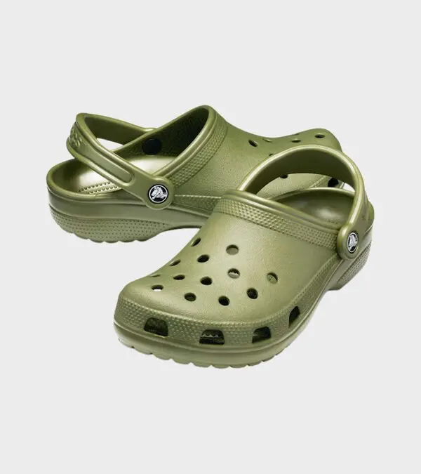 CROCS Round-toe Clogs With Ventilated Front And Heel Strap - Green