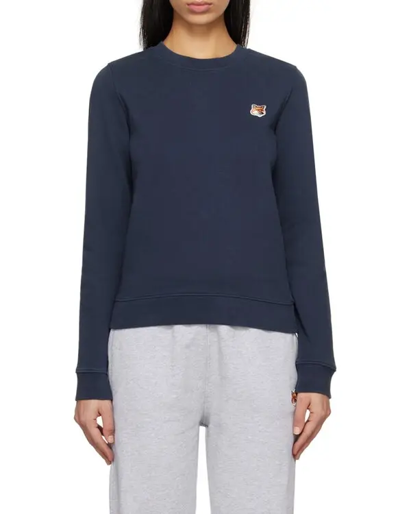 Maison Kitsuné Crewneck Sweatshirt With Fox Head Patch - Blue