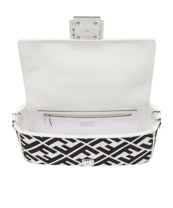 Fendi Ff Embroidered Baguette Bag - White