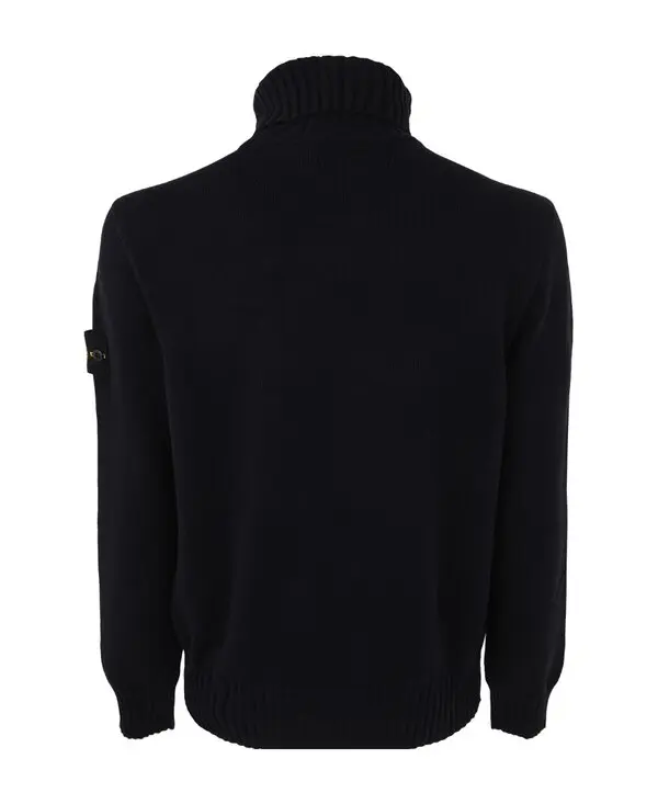 Stone Island Logo Patch Turtleneck Jumper - Blue