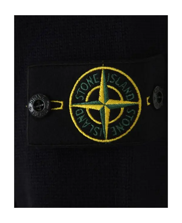 Stone Island Logo Patch Turtleneck Jumper - Blue