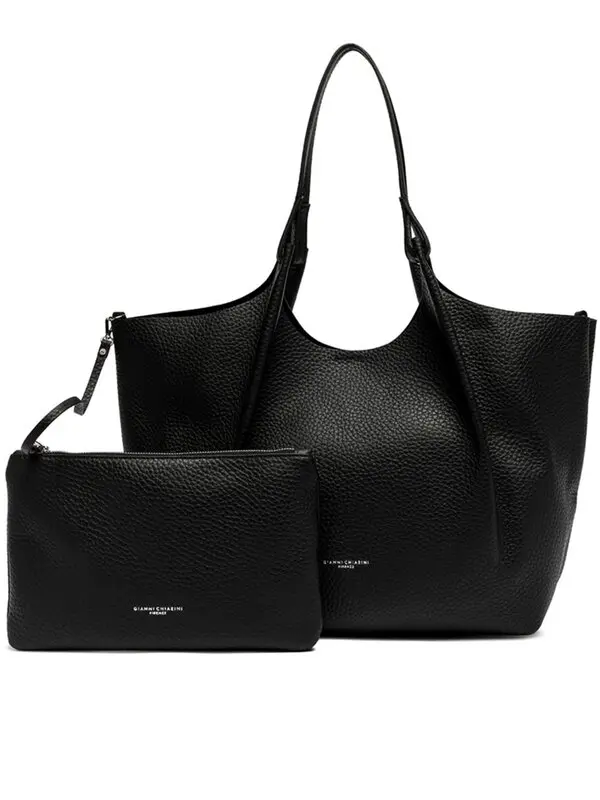 GIANNI CHIARINI Dua Textured Leather Tote Bag - Black