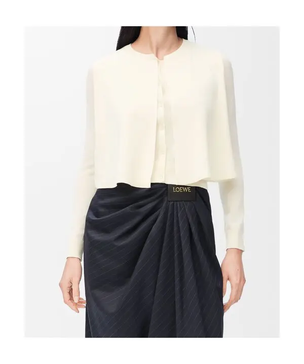Loewe Wool Cardigan With Crossword Embroidery - White
