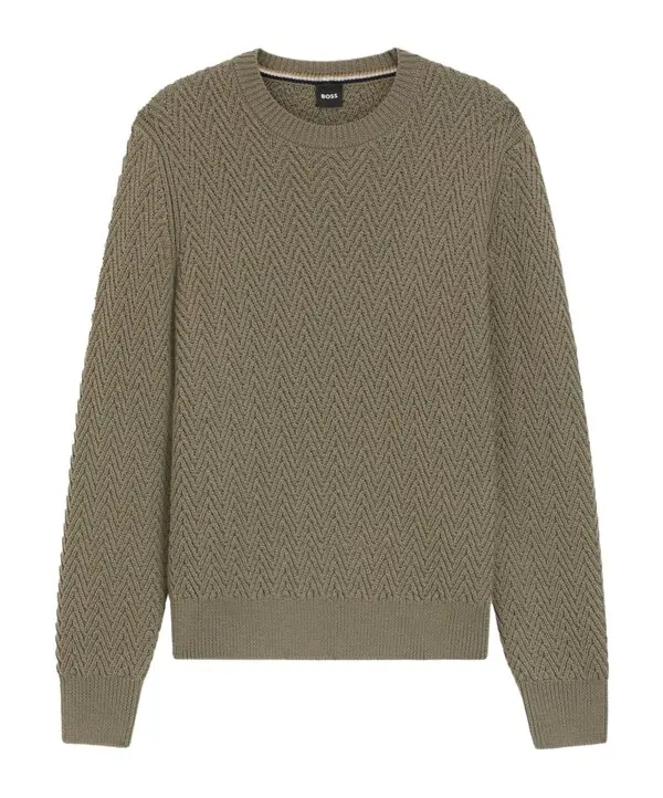 Hugo Boss H-hitalo Herringbone Knitted Sweater - Green