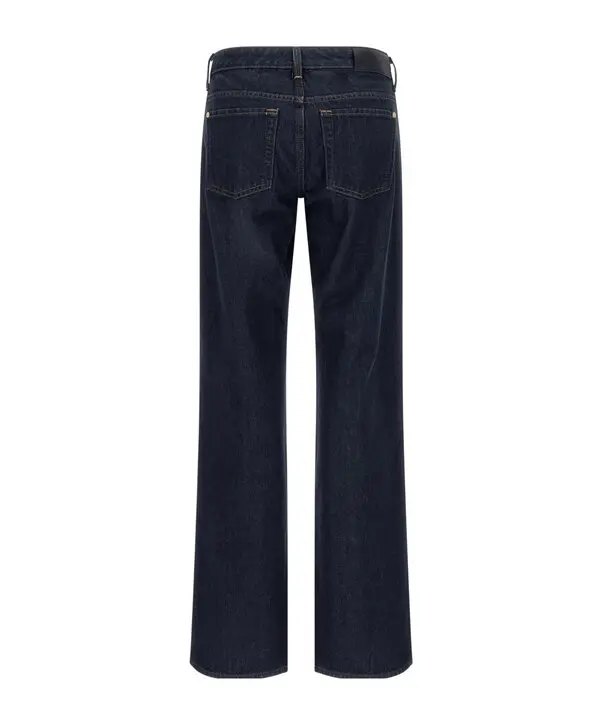 7 For All Mankind Contrast Stitching Five Pockets Jeans - Black