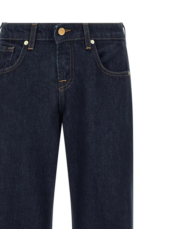 7 For All Mankind Contrast Stitching Five Pockets Jeans - Black