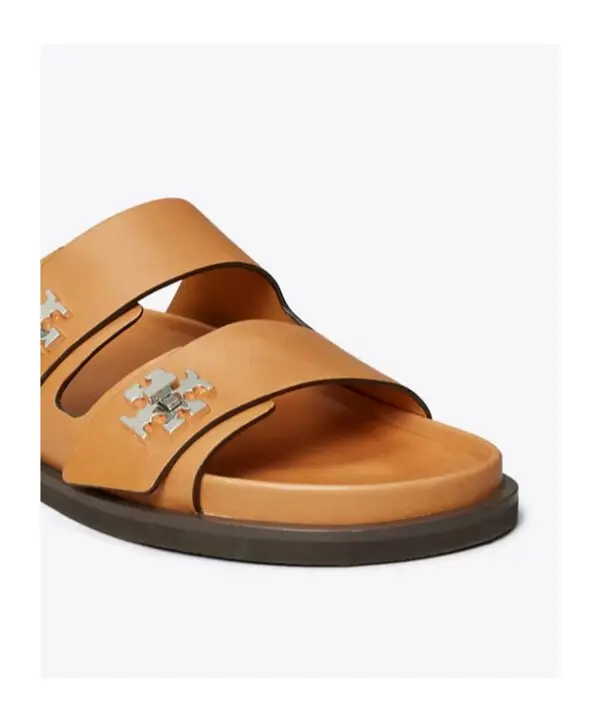 Tory Burch Metal Twist Lock Sport Slides - Camello