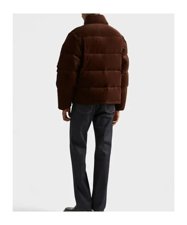 Prada Triangle-logo Button-up Down Jacket - Cocoa Brown