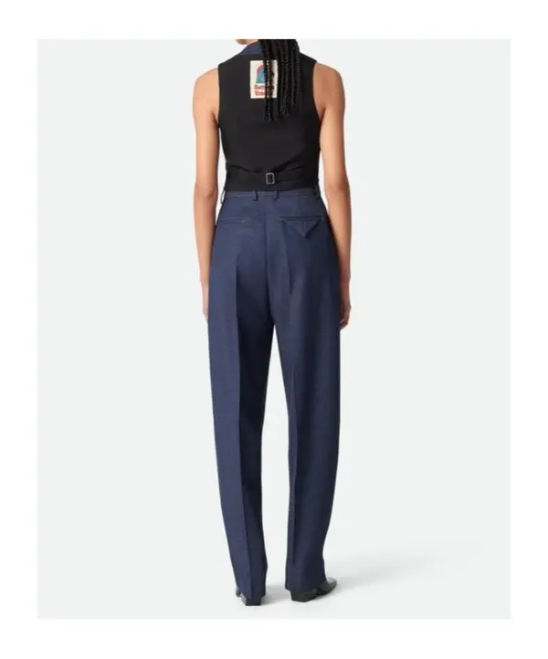 Bottega Veneta Melange Wool Drill Tapered Leg Trousers