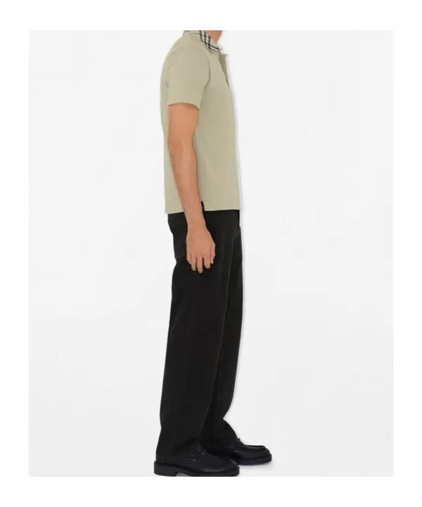 Burberry Check Collar Short Sleeved Polo Shirt - Nude