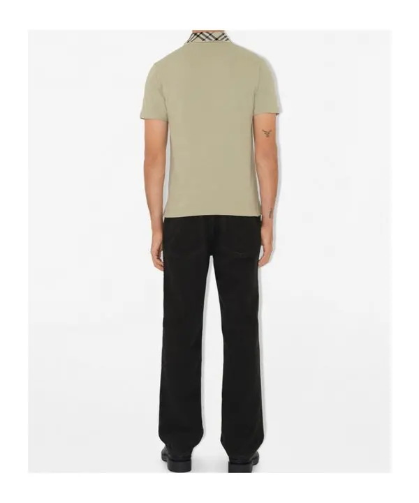 Burberry Check Collar Short Sleeved Polo Shirt - Nude