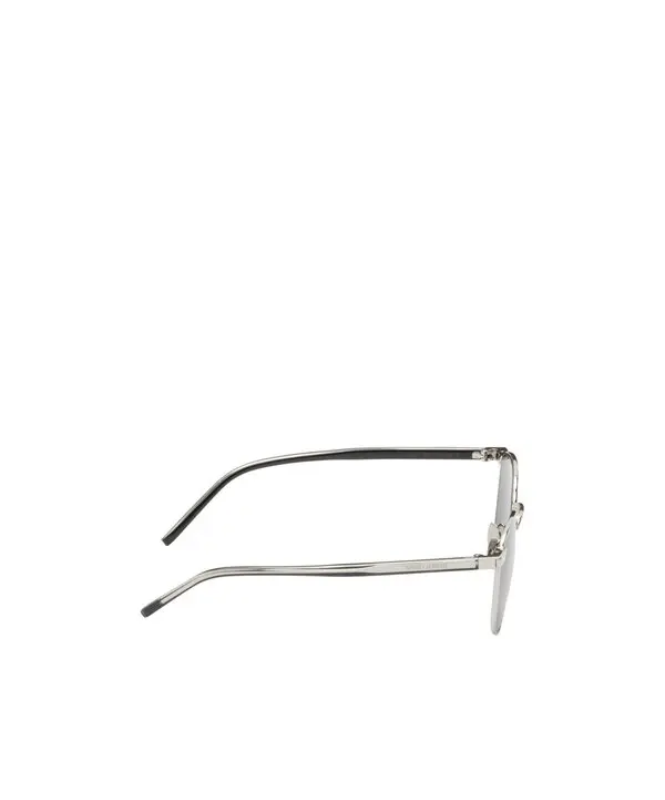 Saint Laurent Round Frame Sunglasses - Silver/black