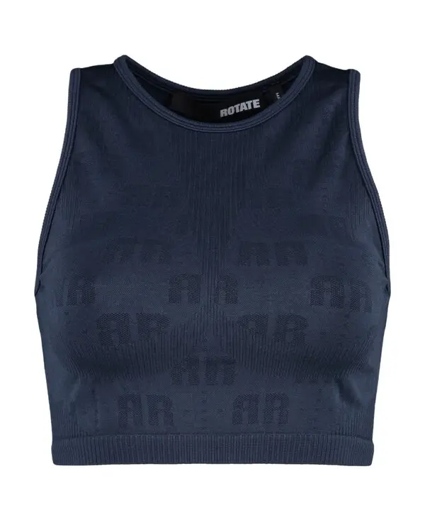 ROTATE BY BIRGER CHRISTENSEN Sleeveless Cropped Jersey Top - Black