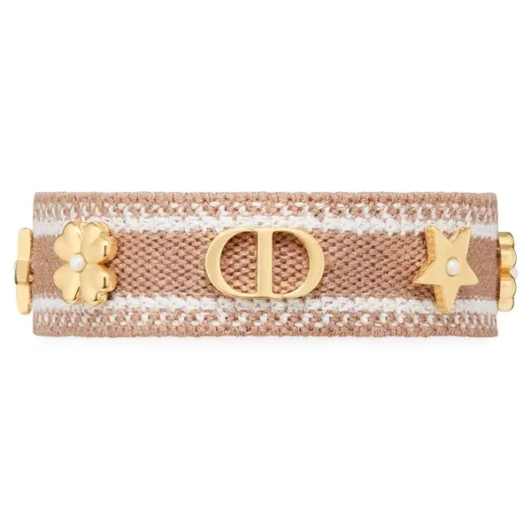Dior Cotton Bracelet With Resin Pearls And Gold-plated Metal Accents