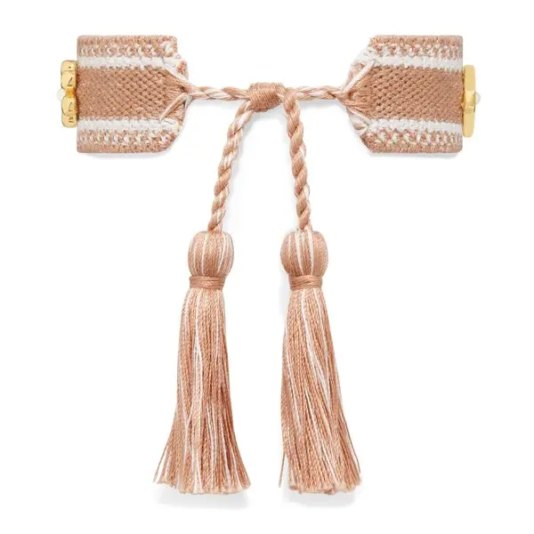Dior Cotton Bracelet With Resin Pearls And Gold-plated Metal Accents