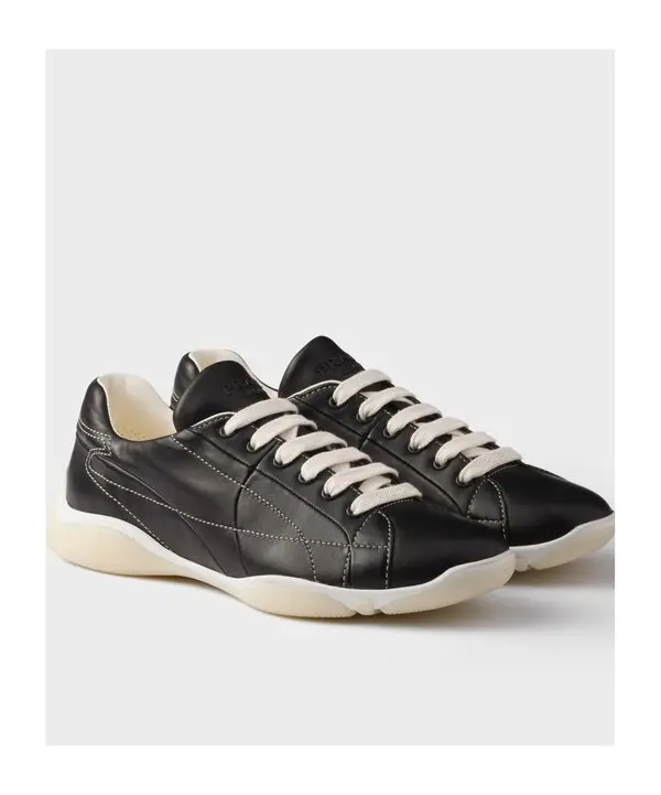 Prada Lace-up Leather Sneakers