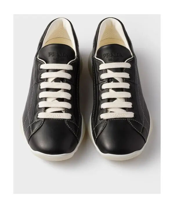 Prada Lace-up Leather Sneakers