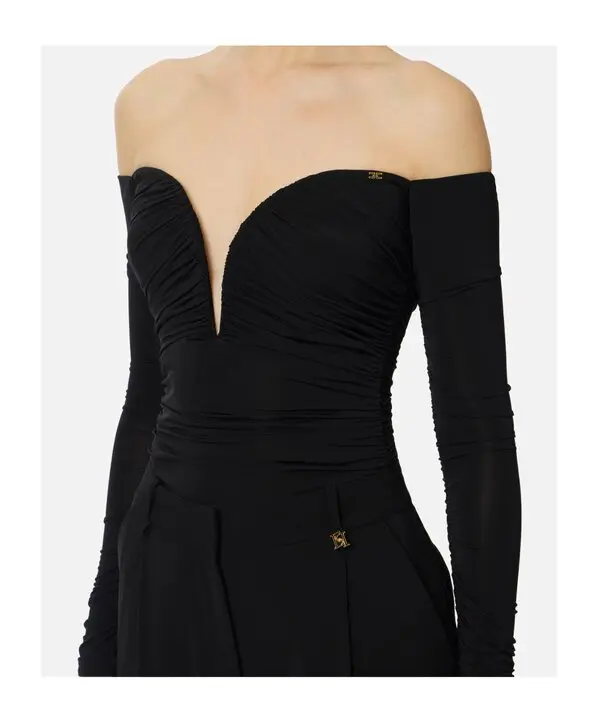 Elisabetta Franchi Long Sleeve Off-the-shoulder Bodysuit