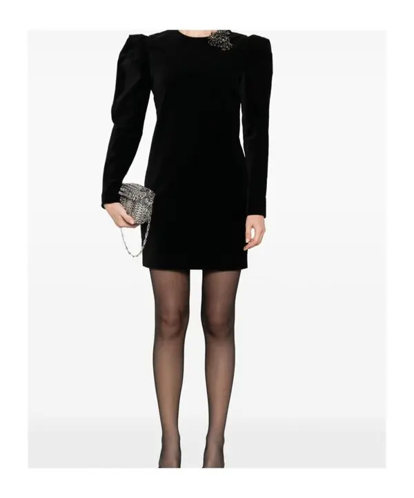 Isabel Marant Étoile Velvet Embellished Round Neck Dress
