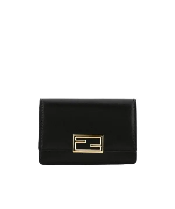 Fendi Metal Logo Wallet - Black