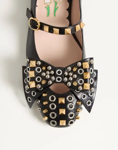 Valentino Garavani Rockstud Bow Ballerina Flats - Black