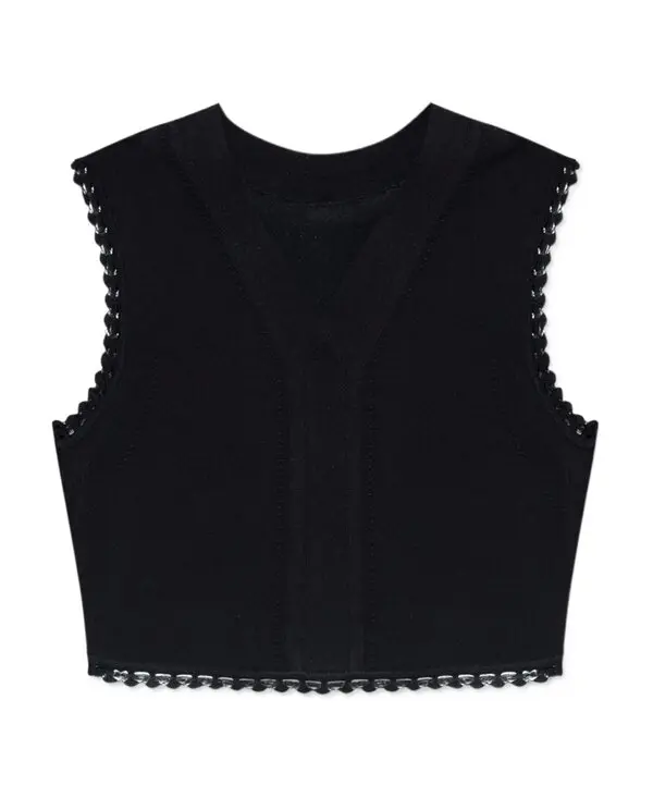 Victoria Beckham V-neck Cropped Top With Decorative Trim